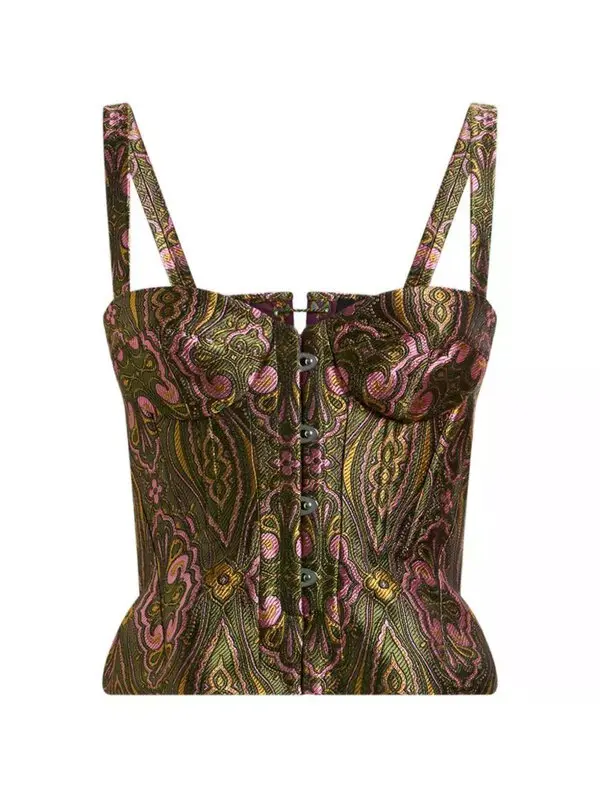Etro Jacquard Floral Medallion Corset Top