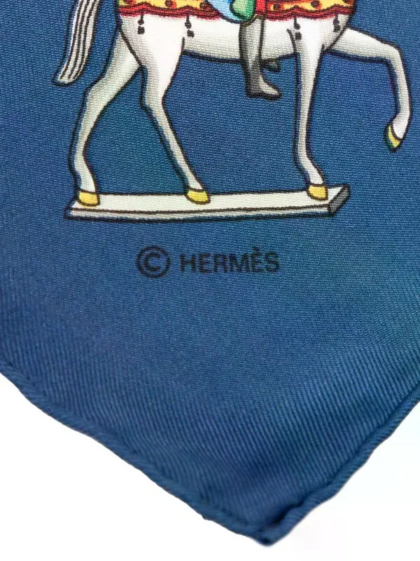 Hermès 1987 Les Artificiers Silk Scarf 90 Scarves - Blue
