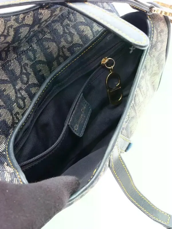 Dior 20th Century Diorissimo Canvas Saddle Bag Shoulder Bag - Blue