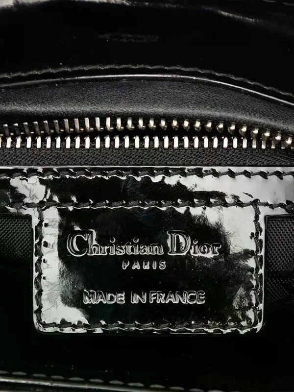 Dior 2018 Medium Patent Cannage Lady Satchel - Black