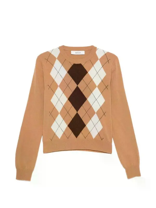 JUCCA Argyle-pattern Crew-neck Sweater