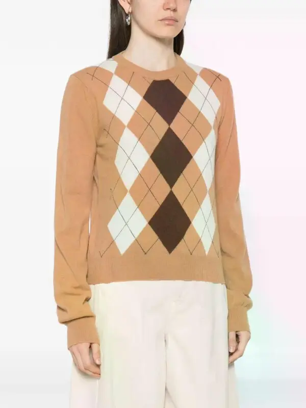 JUCCA Argyle-pattern Crew-neck Sweater