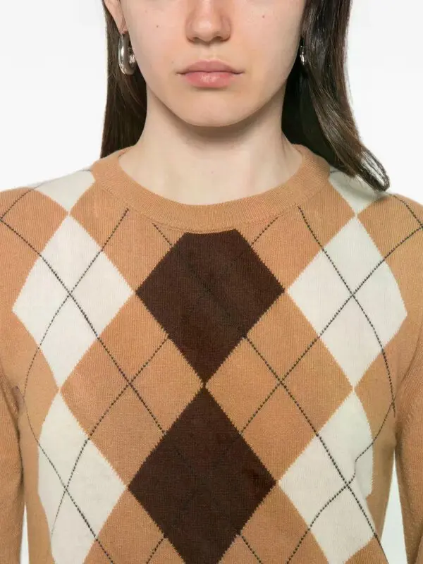 JUCCA Argyle-pattern Crew-neck Sweater