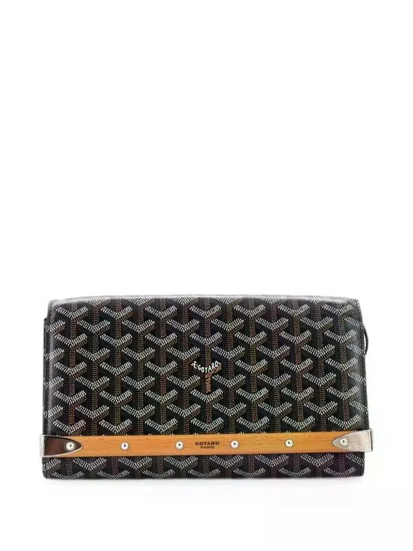 Goyard Monte Carlo Clutch With Strap Coated Canvas Pm Crossbody Bag - Black