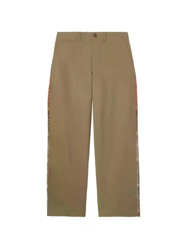 Burberry Tropical Gabardine And Check Chinos - Neutrals