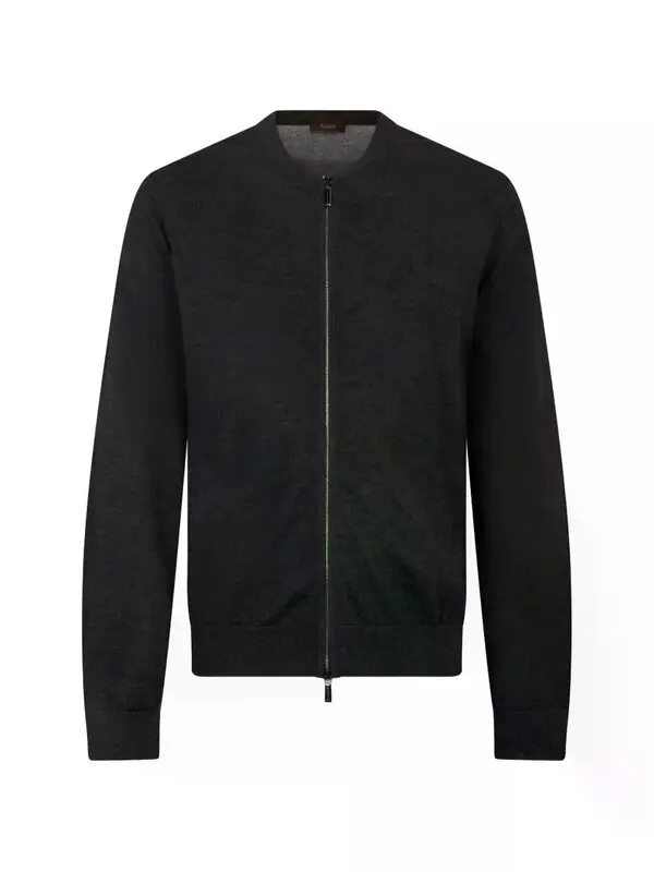 MOORER Zip-fastening Fine-knit Sweater - Grey