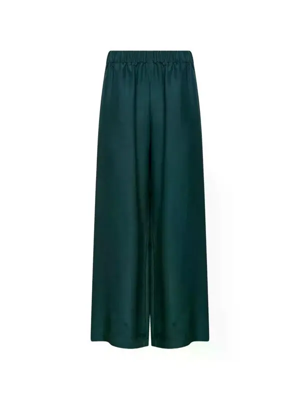 Max Mara Elasticated Wide-leg Silk Trousers - Green
