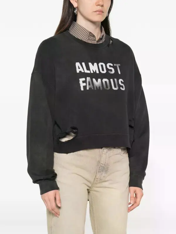 R13 Distressed Slogan-print Sweatshirt - Black