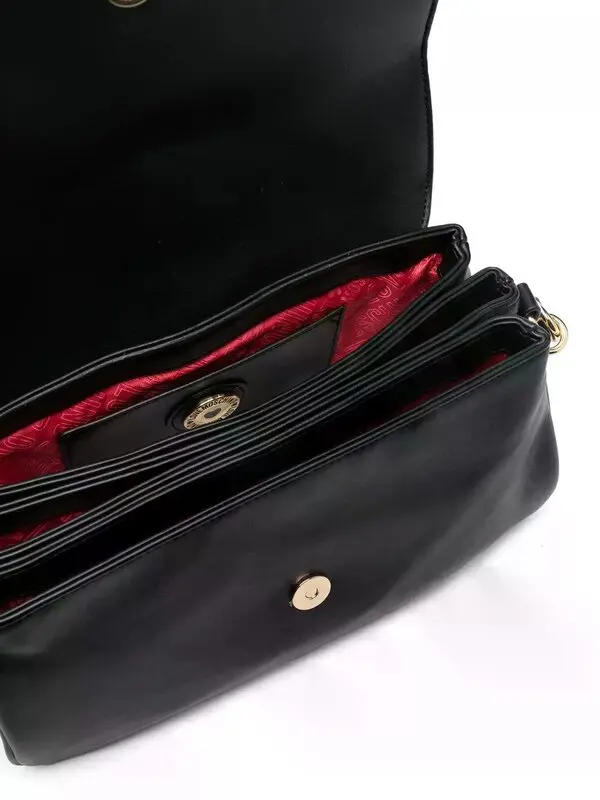 Moschino Engraved-logo Shoulder Bag - Black