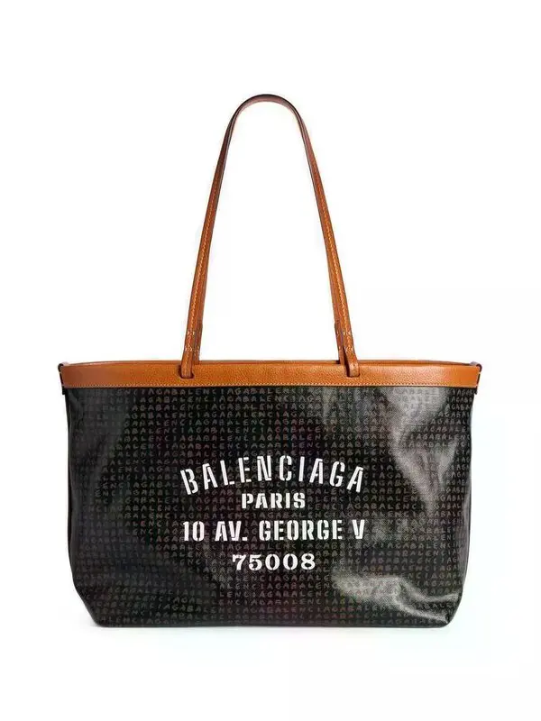 Balenciaga Medium Select Tote Bag With All-over Logo Print - Black