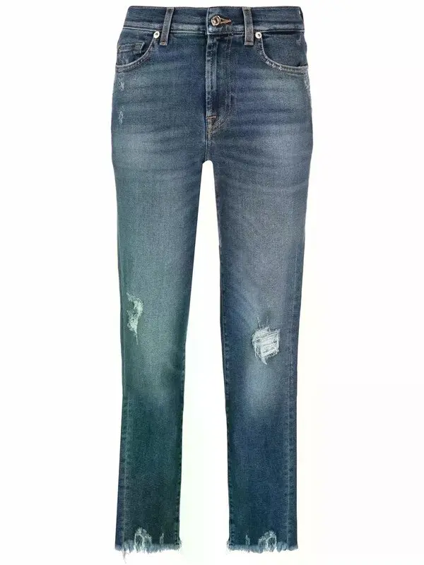 7 For All Mankind Cropped Ripped Jeans