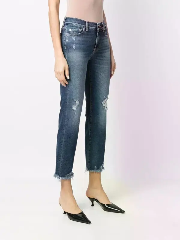 7 For All Mankind Cropped Ripped Jeans