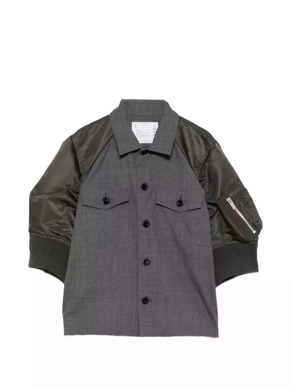Sacai Panelled Bomber-sleeve Jacket - Grey