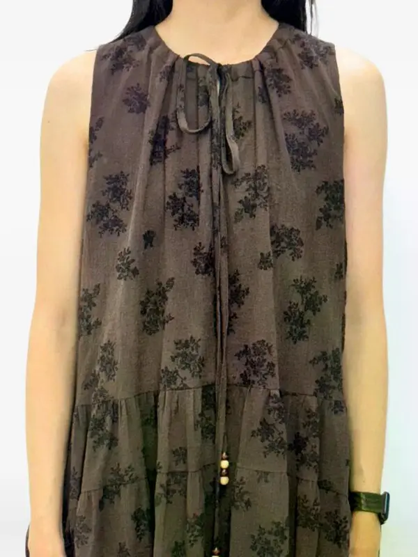 ÉPINGLER Floral-print Tiered Midi Dress