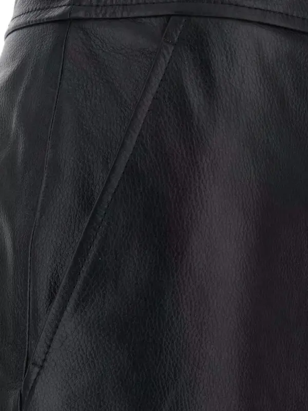 Max Mara Msttimore Leather Midi Skirt - Black