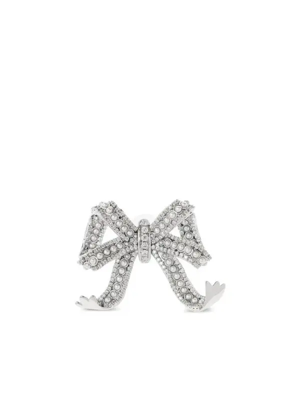 SELF-PORTRAIT Pearl Crystal Bow Earrings Others White