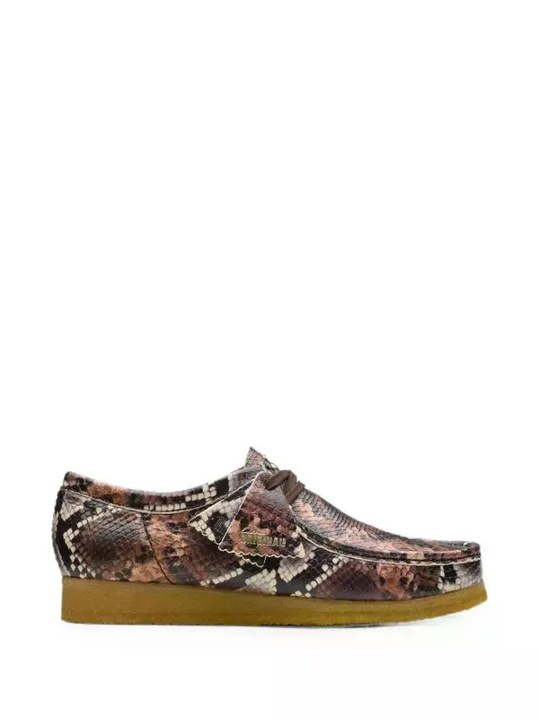 Clarks Wallabee Snake-print Boat Shoes - Brown