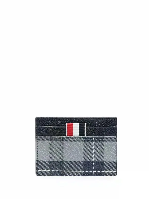 Thom Browne Tartan-print Cardholder - Grey