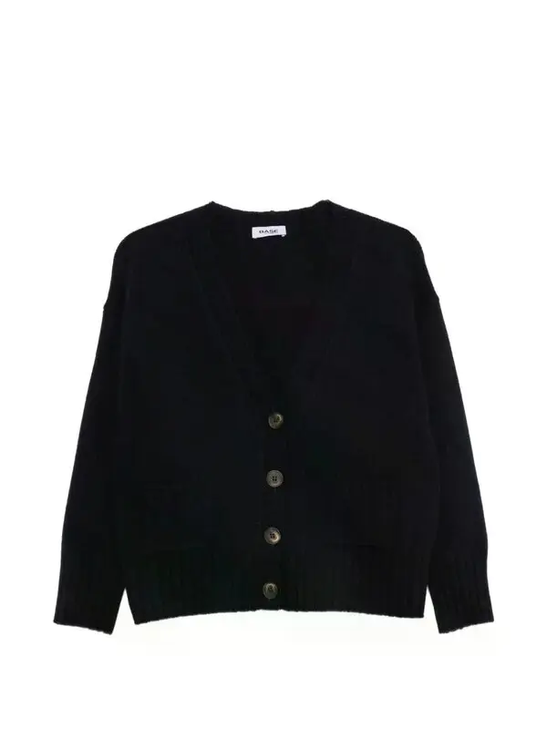 BASE V-neck Button-up Cardigan - Blue