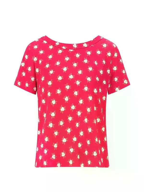 LAURA URBINATI Camellia-print Short-sleeve T-shirt - Red