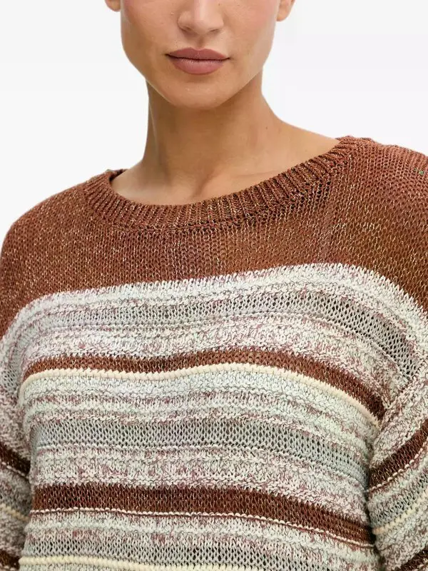 BENETTON Striped-pattern Knit-construction Sweater
