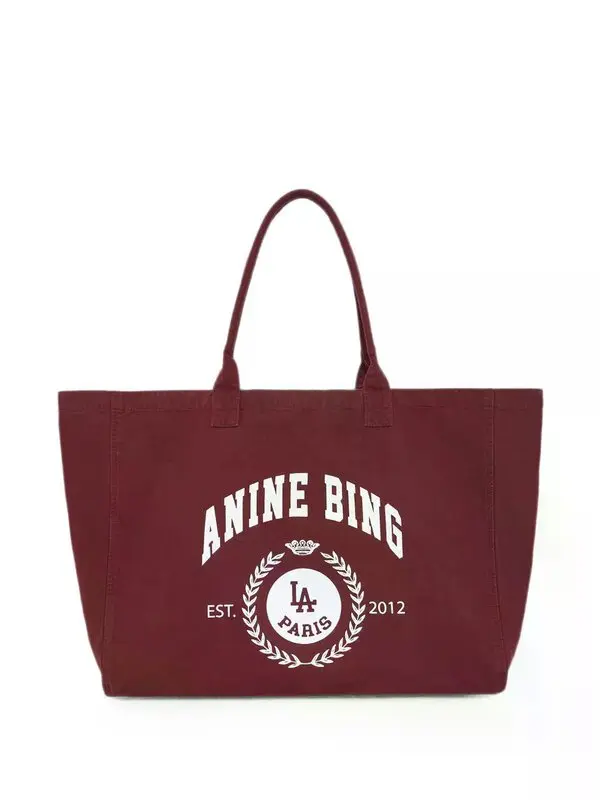 ANINE BING Leo Canvas Tote Collegiate Fig - Red