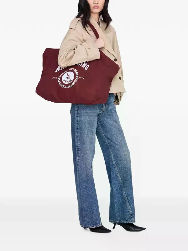ANINE BING Leo Canvas Tote Collegiate Fig