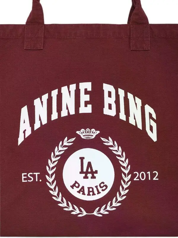 ANINE BING Leo Canvas Tote Collegiate Fig