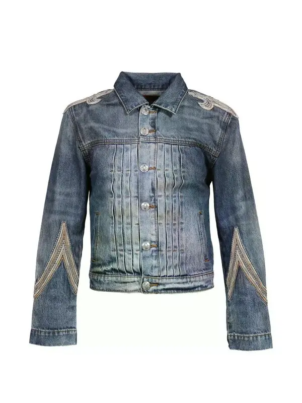 424 Embroidered Pleated Denim Jacket