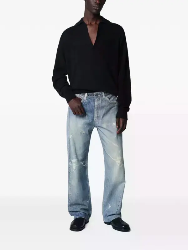 Our Legacy Third Cut Distressed-effect Denim-print Jeans