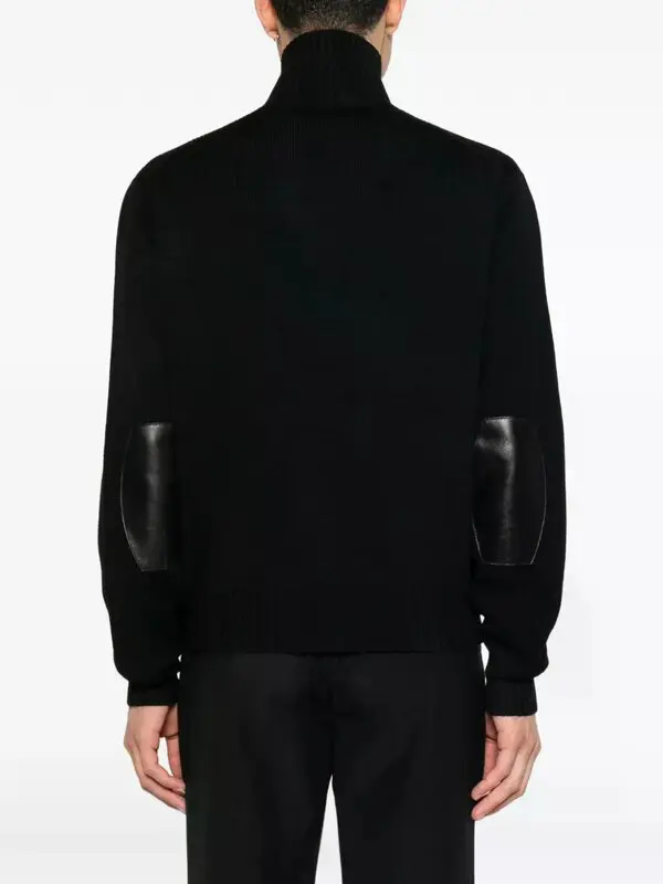 TOM FORD Leather-patch Zip-up Cardigan