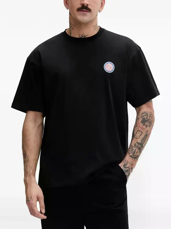 BARROW Graphic-print Logo-patch T-shirt - Black