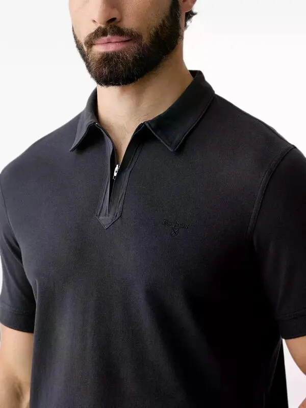 Barbour Crakehall Zip-fastening Logo-embroidered Polo Shirt - Blue