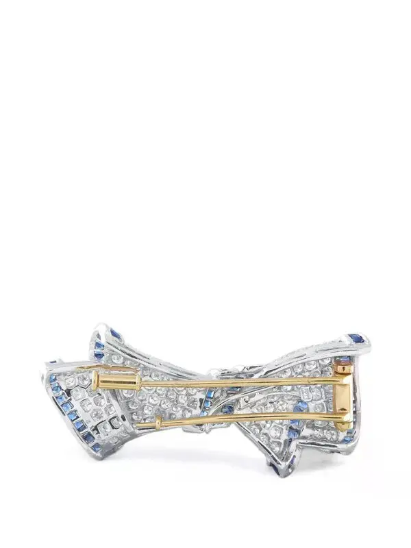 LB EXCLUSIVE Diamond And Sapphire Bow Brooch