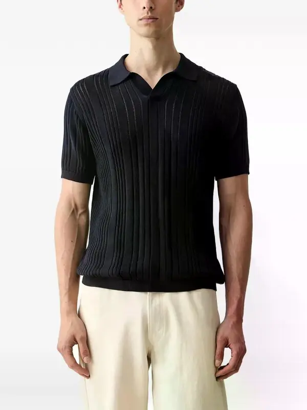 Karl Lagerfeld Ribbed-knit Short-sleeve T-shirt - Blue