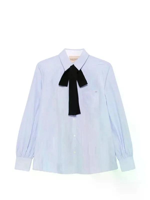 Valentino Garavani Bow-detail Pinstriped Shirt - Blue