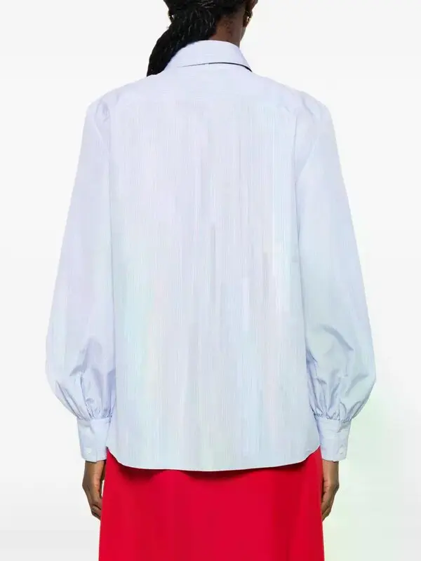 Valentino Garavani Pinstriped Shirt With Bow Detail - Blue