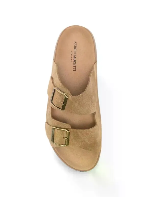 SERGIO MORETTI FIRENZE Buckle-fastening Suede Sandals - Neutrals