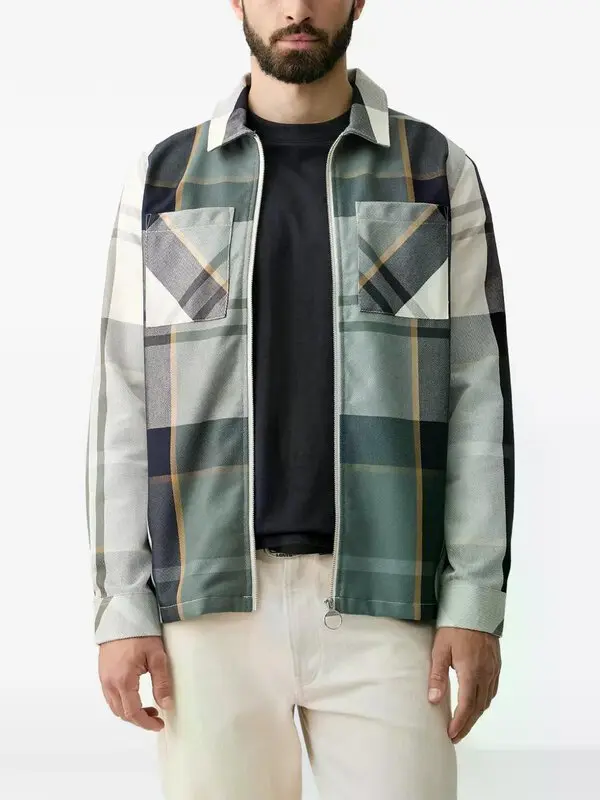 Barbour Etterick Tartan-print Zip-up Overshirt - Green