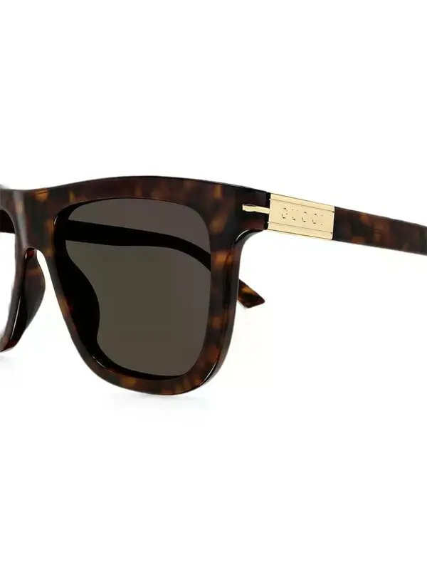 Gucci Tortoiseshell-effect Rectangle-frame Sunglasses
