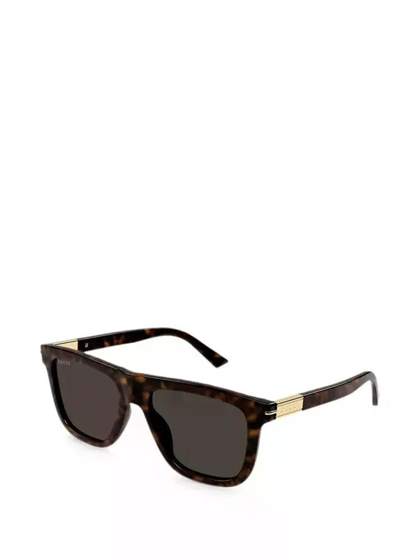 Gucci Tortoiseshell-effect Rectangle-frame Sunglasses - Brown