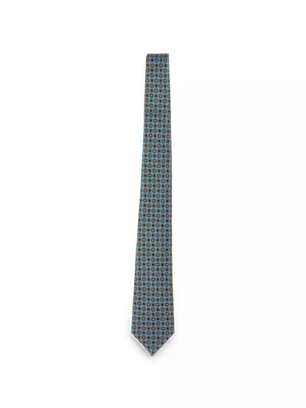 Kiton Geometric-pattern Seven-fold Tie - Blue