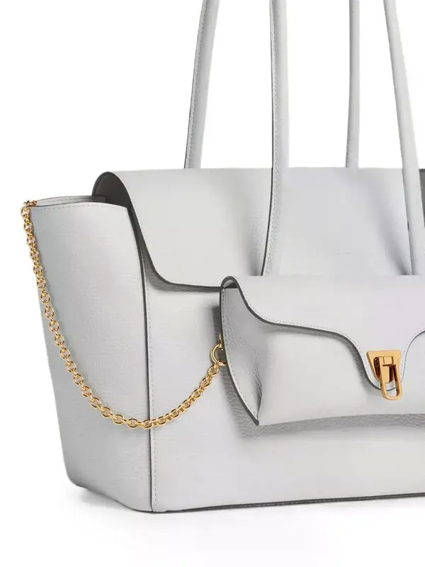 COCCINELLE Large Double Beat Pebbled Leather Shoulder Bag