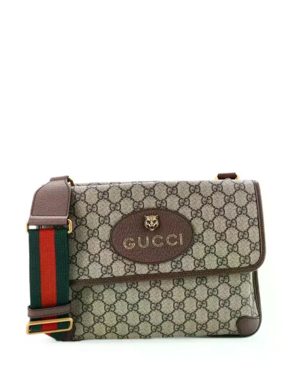 Gucci Gg Coated Canvas Medium Flap Messenger Bag - Brown