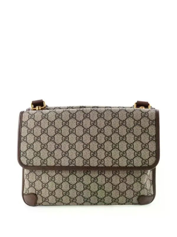 Gucci Gg Coated Canvas Medium Flap Messenger Bag - Brown