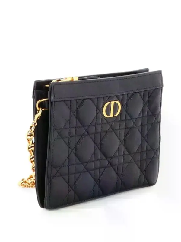 Dior Caro Clutch With Chain Cannage Quilt Calfskin Small Crossbody Bag - Black