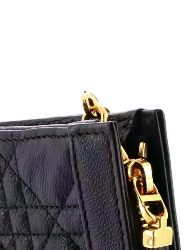 Dior Caro Clutch With Chain Cannage Quilt Calfskin Small Crossbody Bag - Black