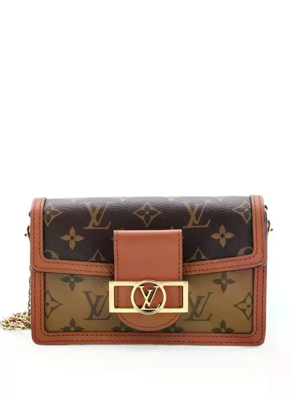 LOUIS VUITTON Dauphine Chain Wallet Reverse Monogram Canvas Clutch Bag - Brown