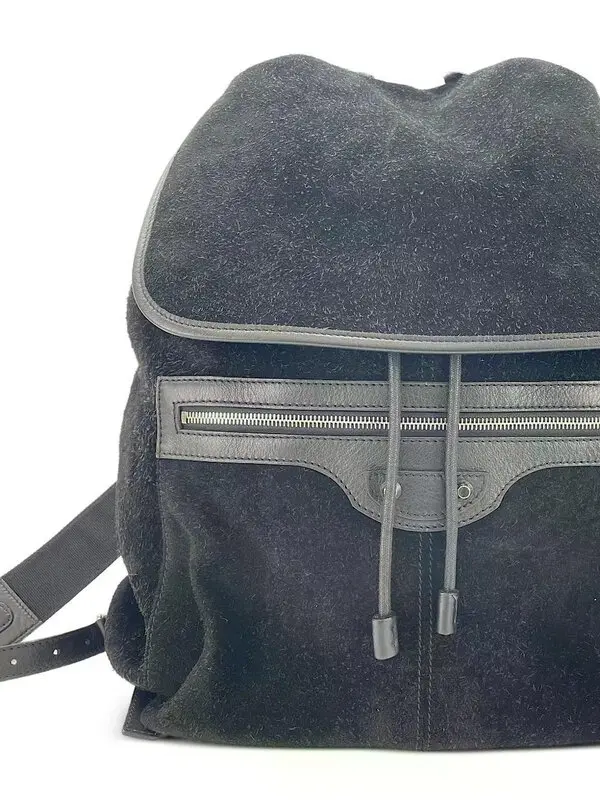Balenciaga Suede Leather Backpack - Black