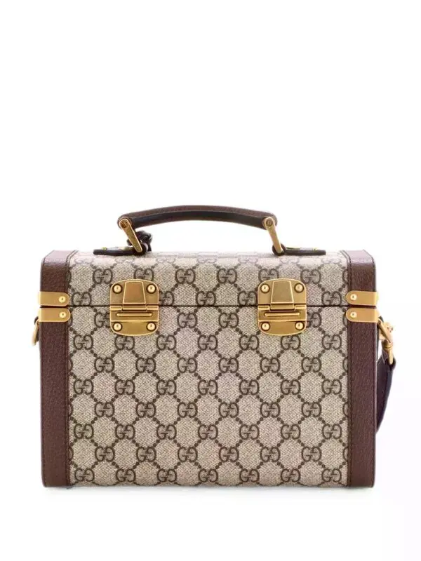 Gucci Savoy Top Handle Beauty Case Gg Coated Canvas Satchel